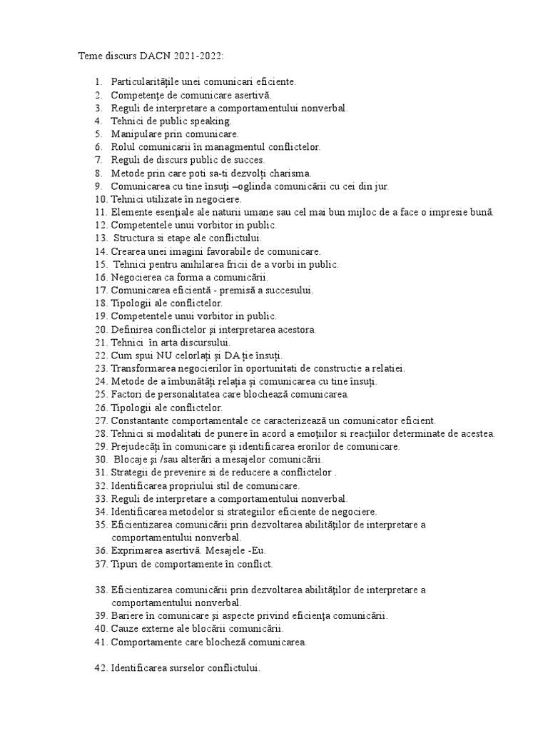 Teme Discurs DACN 2021-2022 | PDF