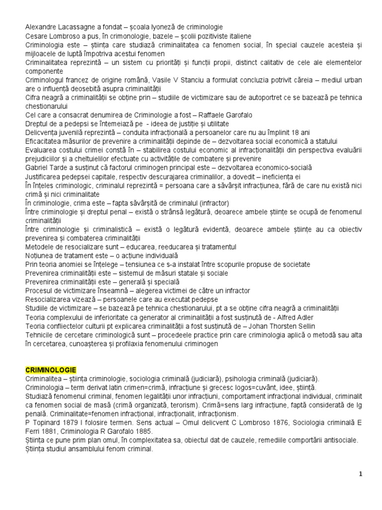 Notite de Pe Cursuri Criminologie | PDF