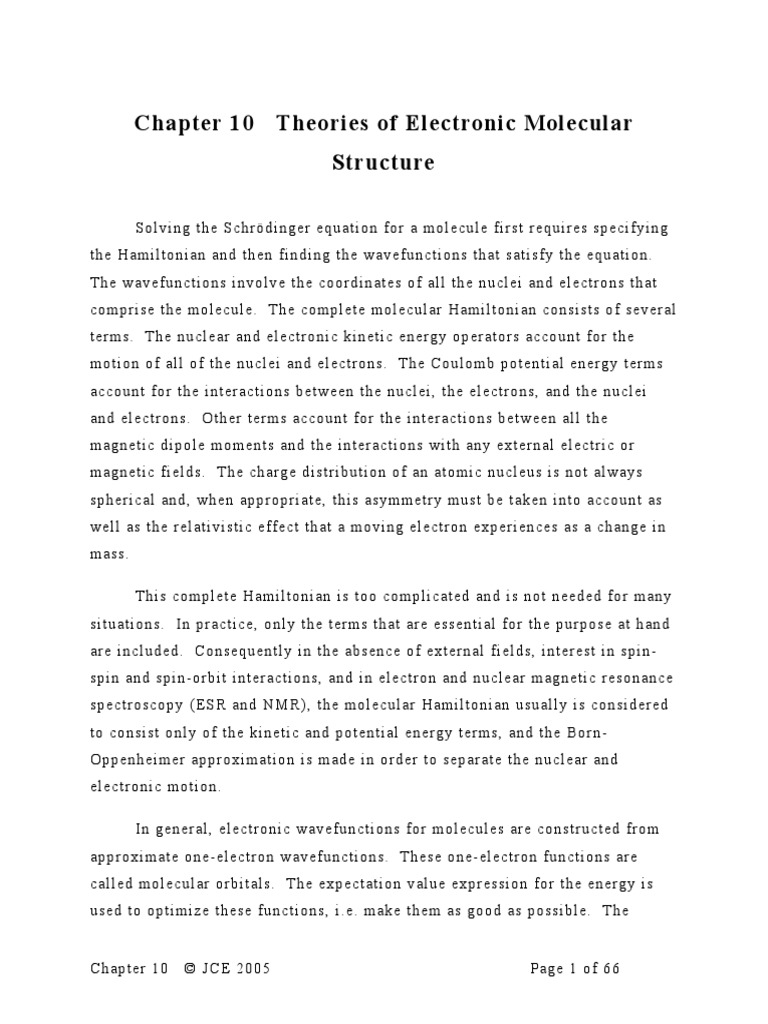Chapter10-Physical Significance of Integral | PDF | Molecular Orbital ...