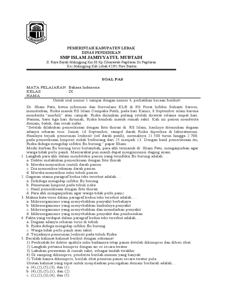 Soal Pas IX | PDF