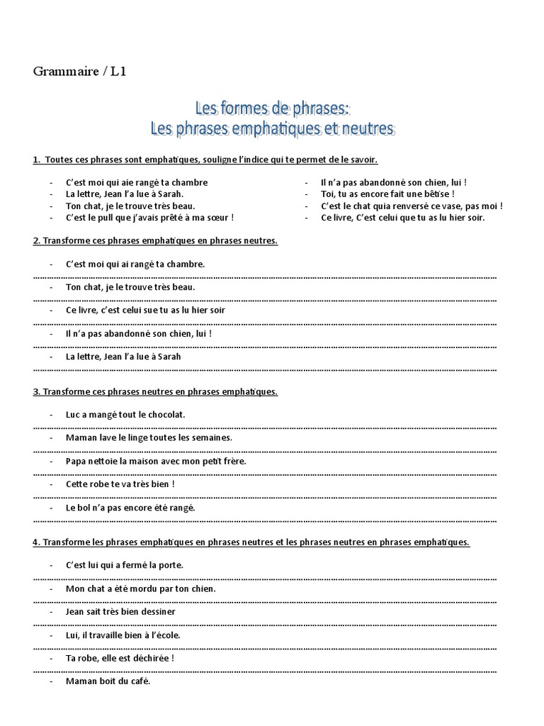 Les Formes de Phrases Emphatique Neutre | PDF
