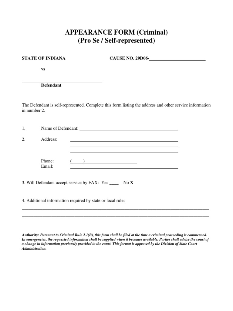 [TITLE] Self-Represented Defendant's Appearance and Contact Information ...