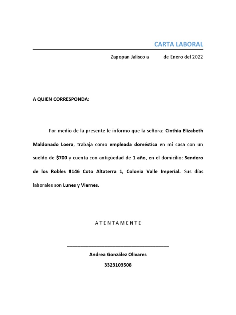 Carta Laboral | PDF