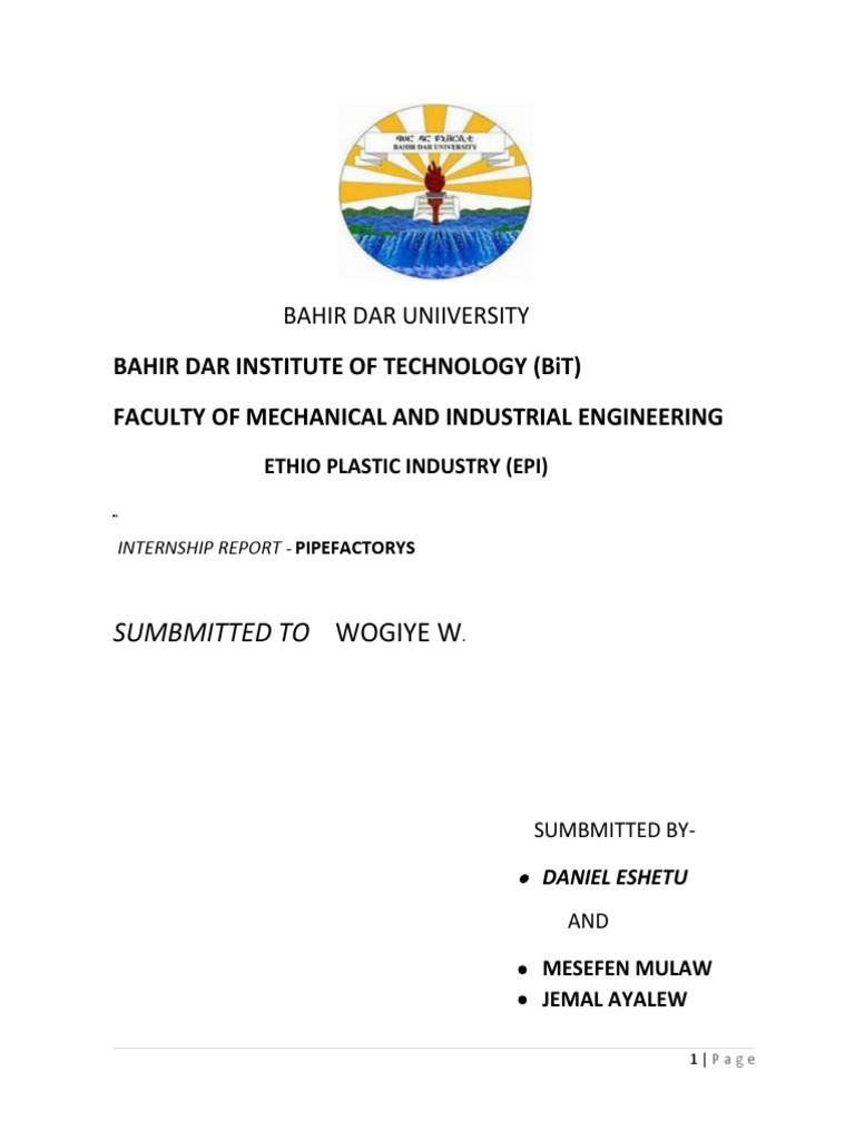 Bahir Dar Uniiversity: Bahir Dar Institute of Technology (Bit) Faculty ...