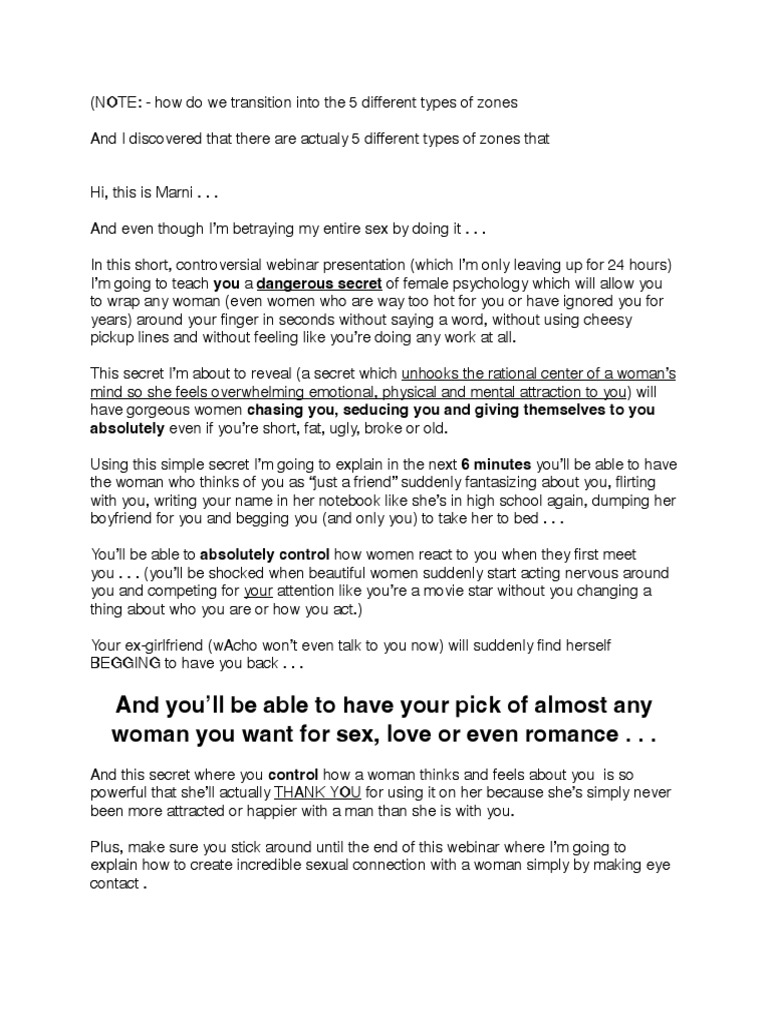 The 5th Zone Sales Video Script Draft | PDF | Seduction | Mind