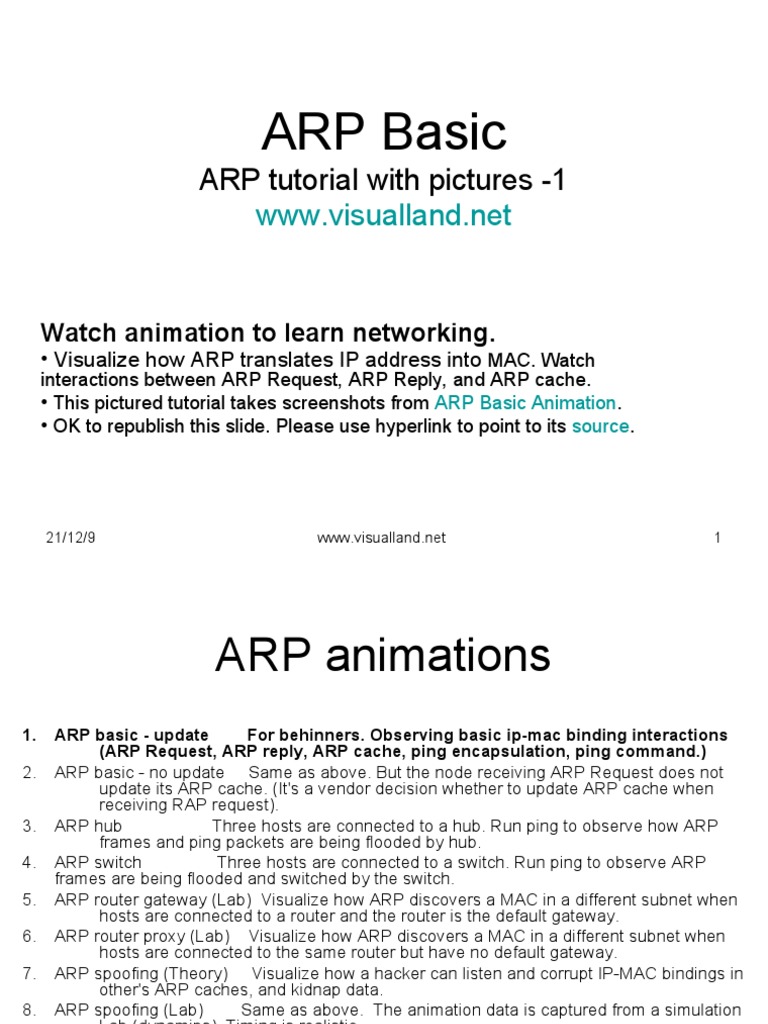 ARP Basics: Visual Tutorial and Labs | PDF | Internet Protocols ...