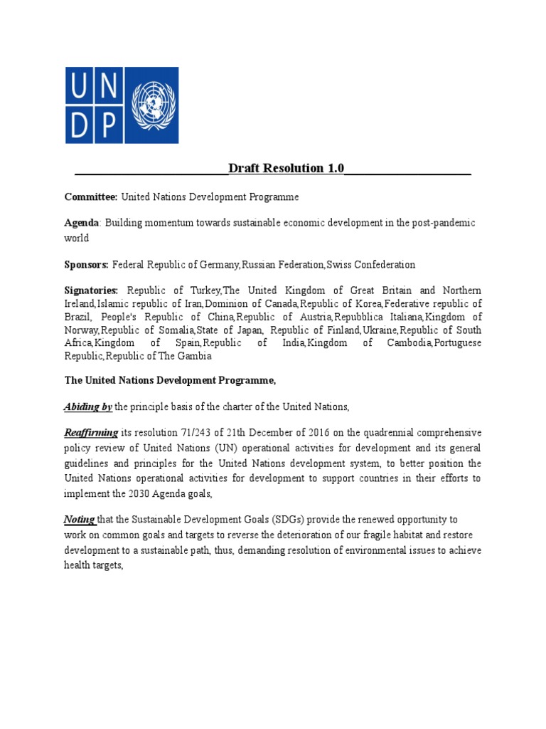 Draft Resolution 1.0 | PDF | United Nations | International Relations
