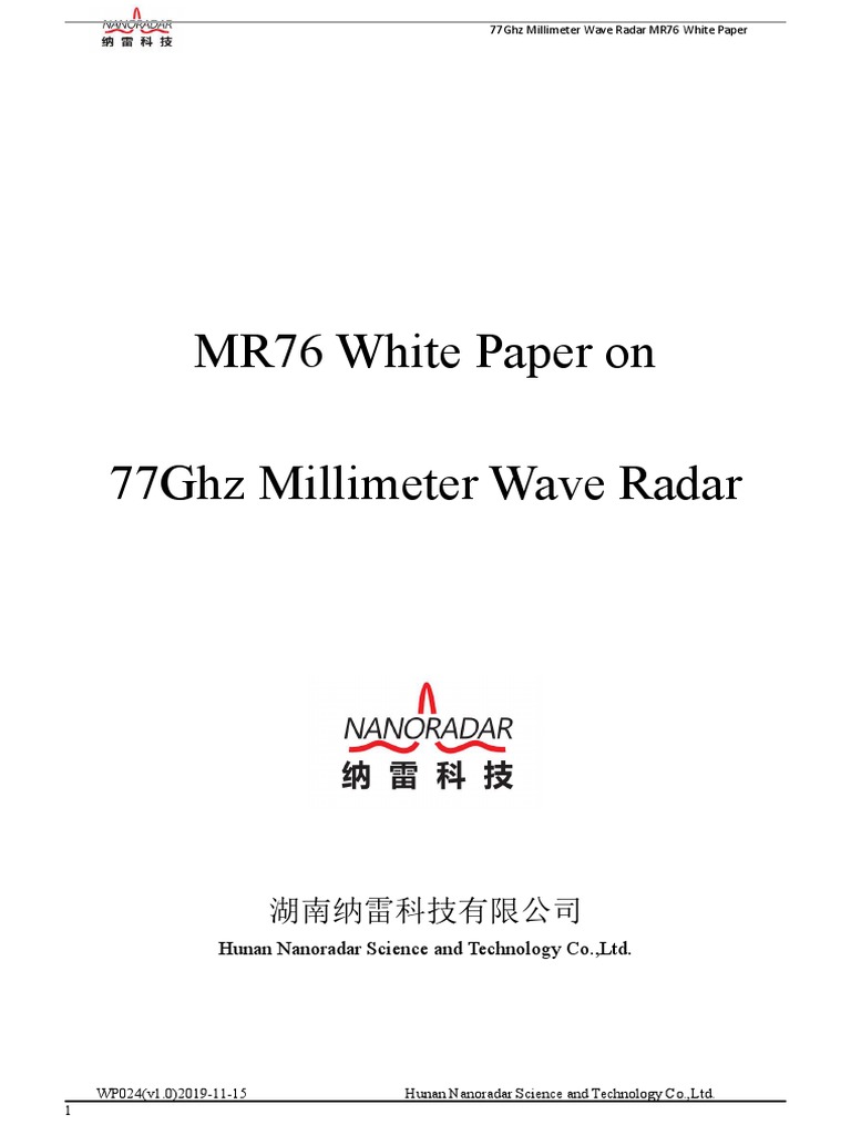 MR76 White Paper V1.1 | PDF | Radar | Extremely High Frequency