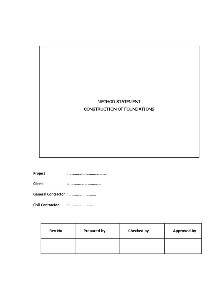 Foundation Method Statement Overview | PDF | Concrete | Building ...