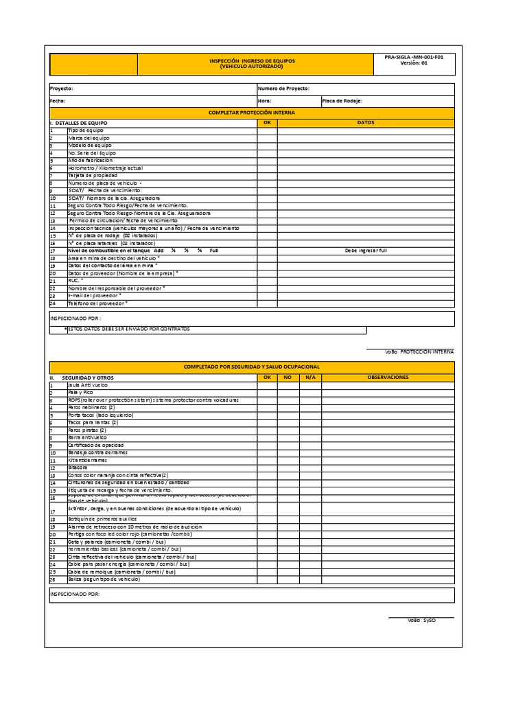 1.FORMATO DE INSPECCION DE CAMIONETA GnSysTempFile1 | PDF | Transmisión ...