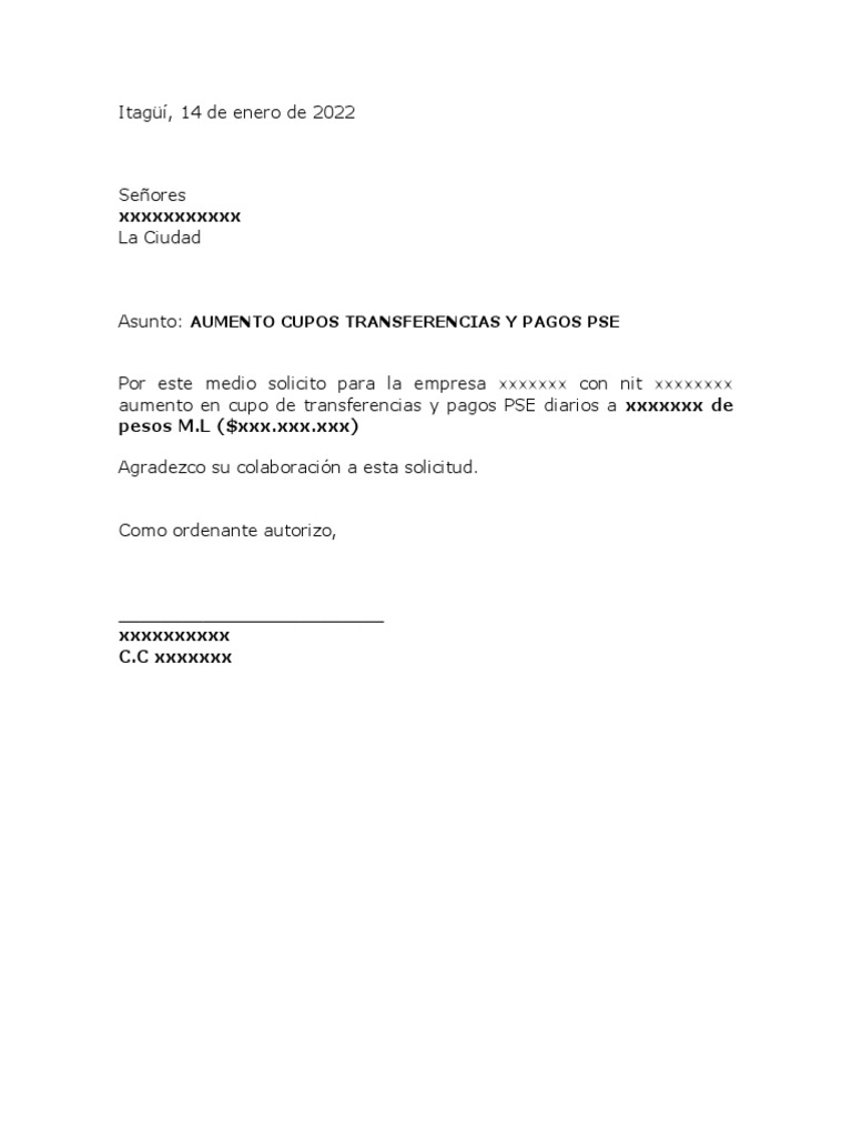 Solicitud Aumento Cupos PSE Itagüí | PDF | Finanzas y dinero | Derecho