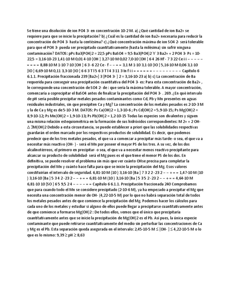 Precipitación de Iones: Ba2+ y PO4 3- | PDF | Química analítica ...