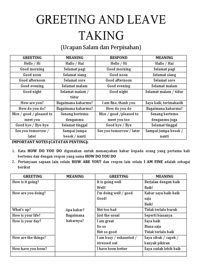 Explanation Greeting & Leave Taking | PDF
