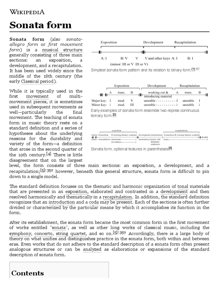 Sonata Form - Wikipedia | PDF | Classical Music | Performing Arts