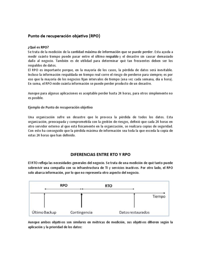 Rpo, Diferencias Entre Rto y Rpo | PDF | Apoyo | Hora