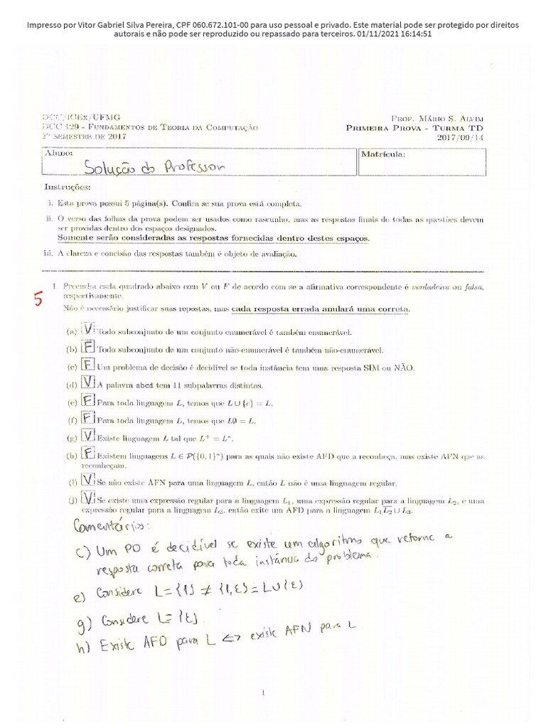 Prova01 (Solucao) - Passei Direto | PDF