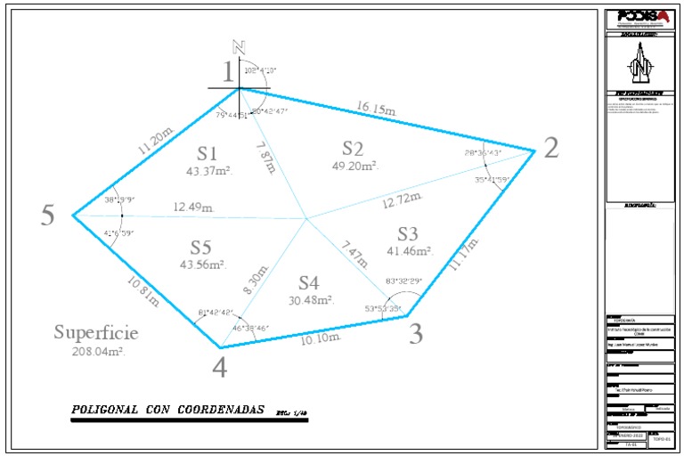 POLIGONAL CON CORDENADAS TAREA TOPO-1-Layout1 | PDF