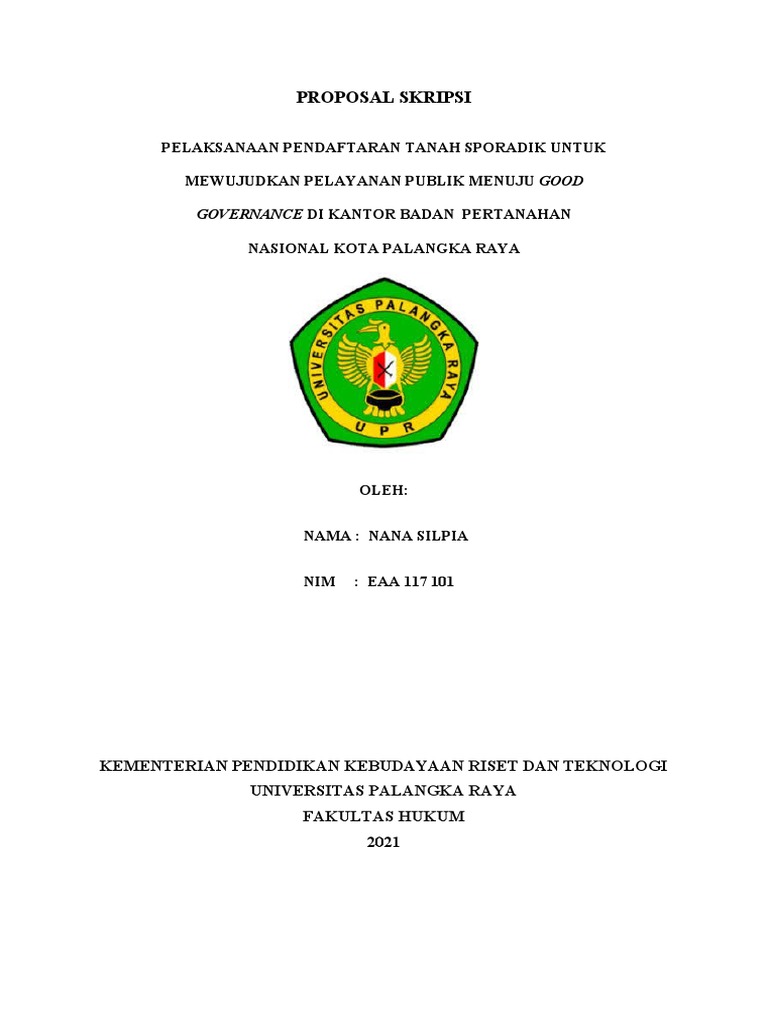 Proposal Nana Silpia Pelaksanaan Pendaftaran Tanah Sporadik Di Kantor BPN Kota Palangka Raya | PDF