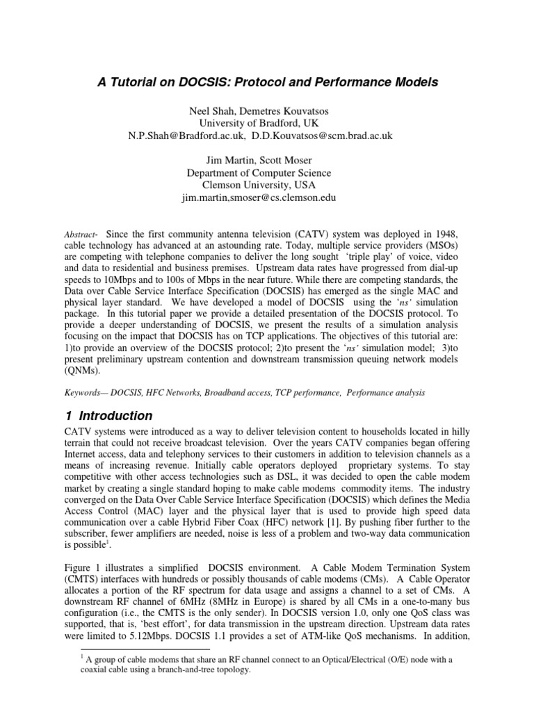 Docsis Tutorial | Download Free PDF | Transmission Control Protocol | Scheduling (Computing)