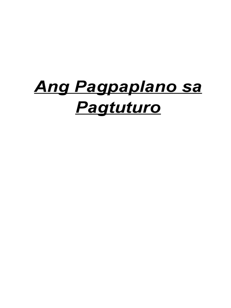 Ang Pagpaplano Sa Pagtuturo | PDF