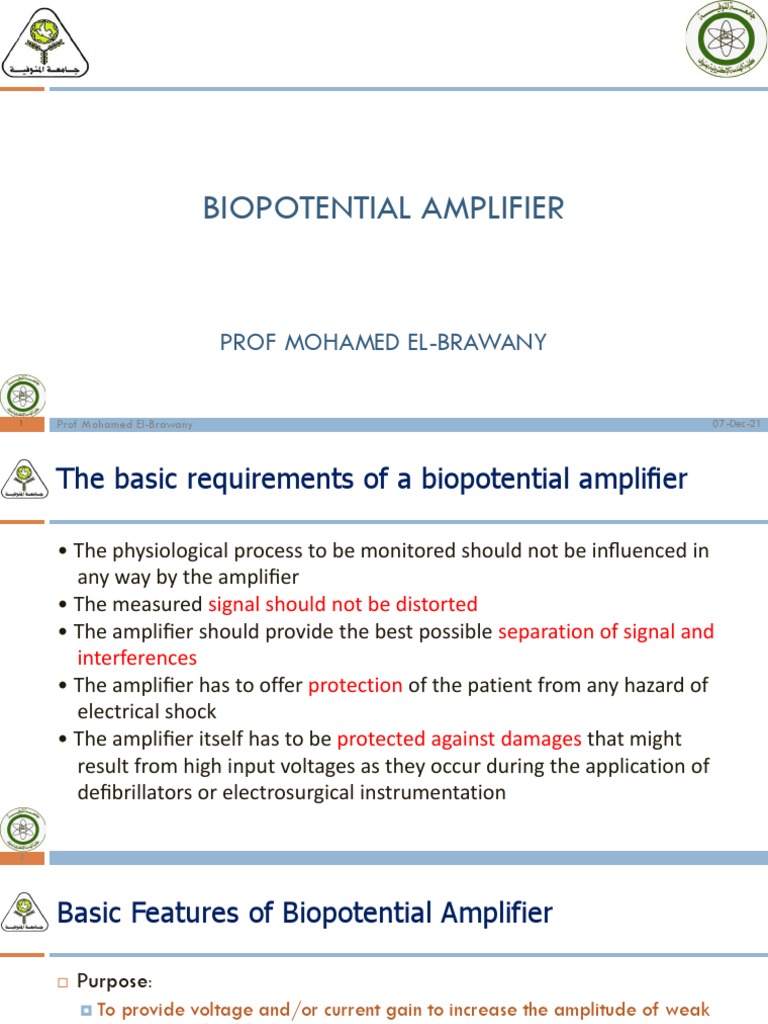 6 7 8 Biopotential Amplifiers | PDF | Amplifier | Electromyography