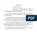 Opening Prayer for Intramurals | PDF | Wellness | Religion & Spirituality