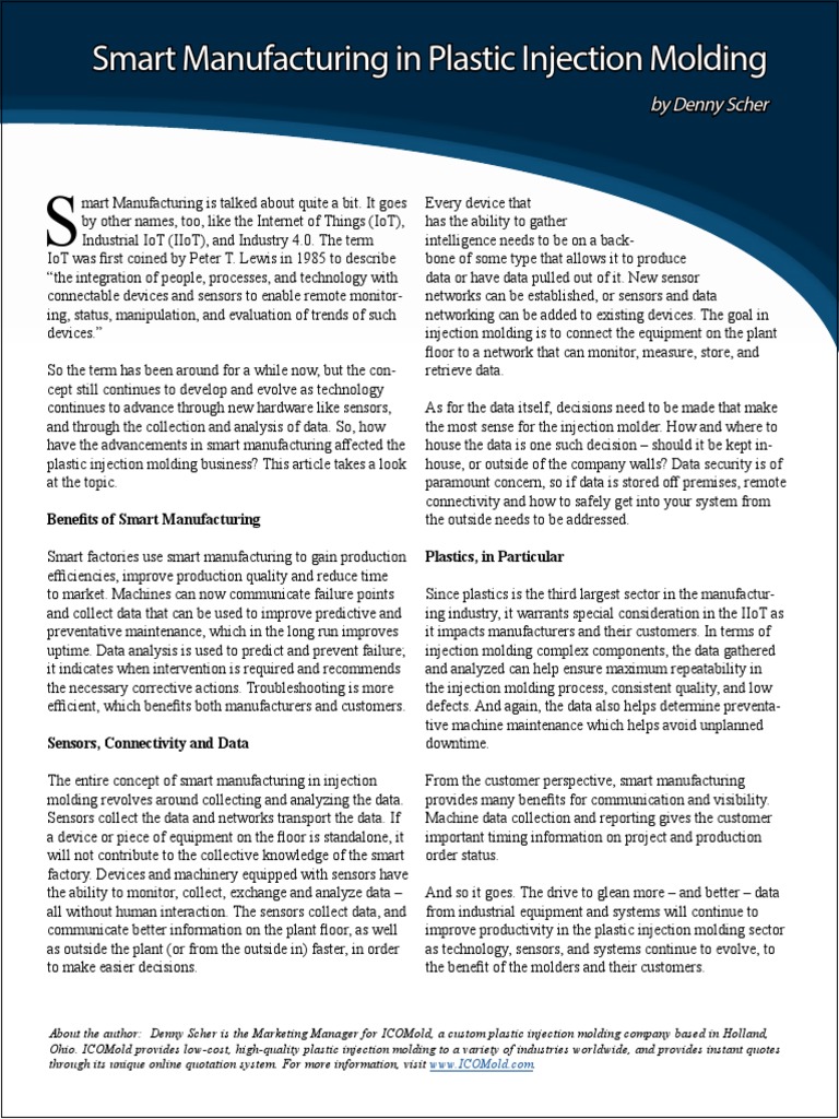 Smart Manufacturing in Plastic Injection Molding: by Denny Scher | PDF ...