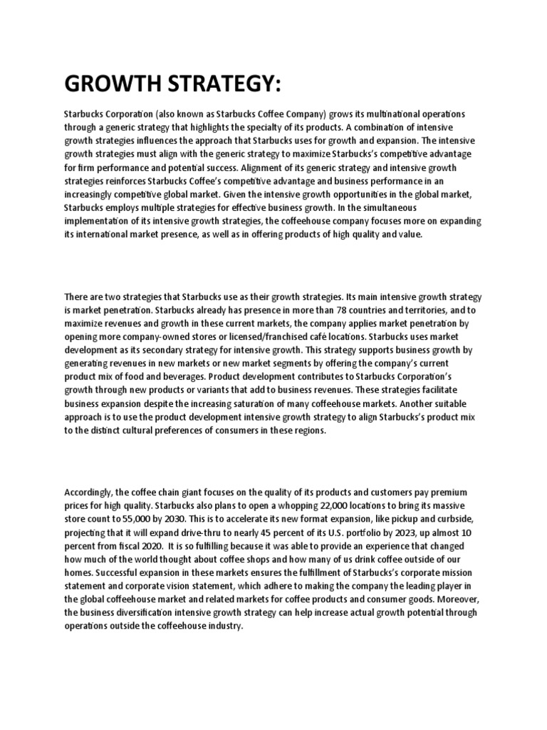 Growth Strategy | PDF | Starbucks | Market (Economics)