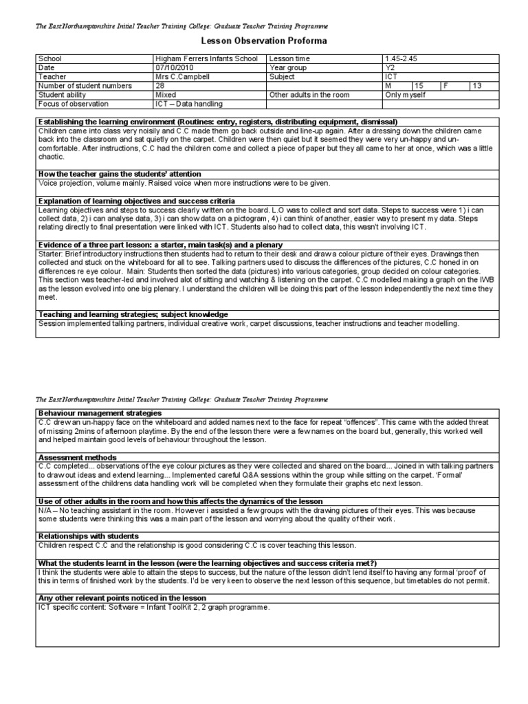 Oct 7th ICT Obs | PDF | Teachers | Educational Technology