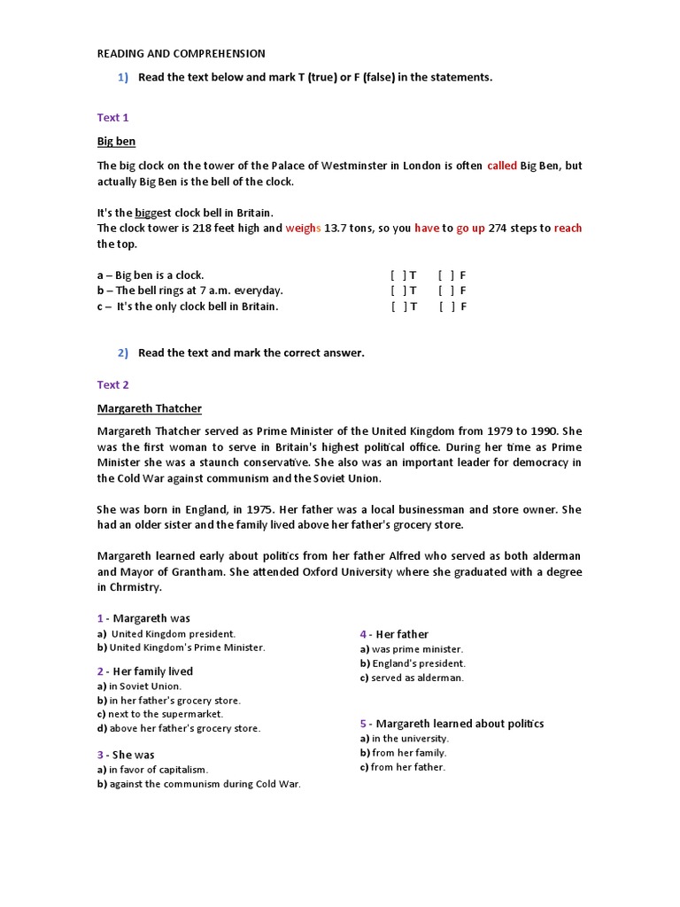 Reading and Comprehension | PDF | Travel