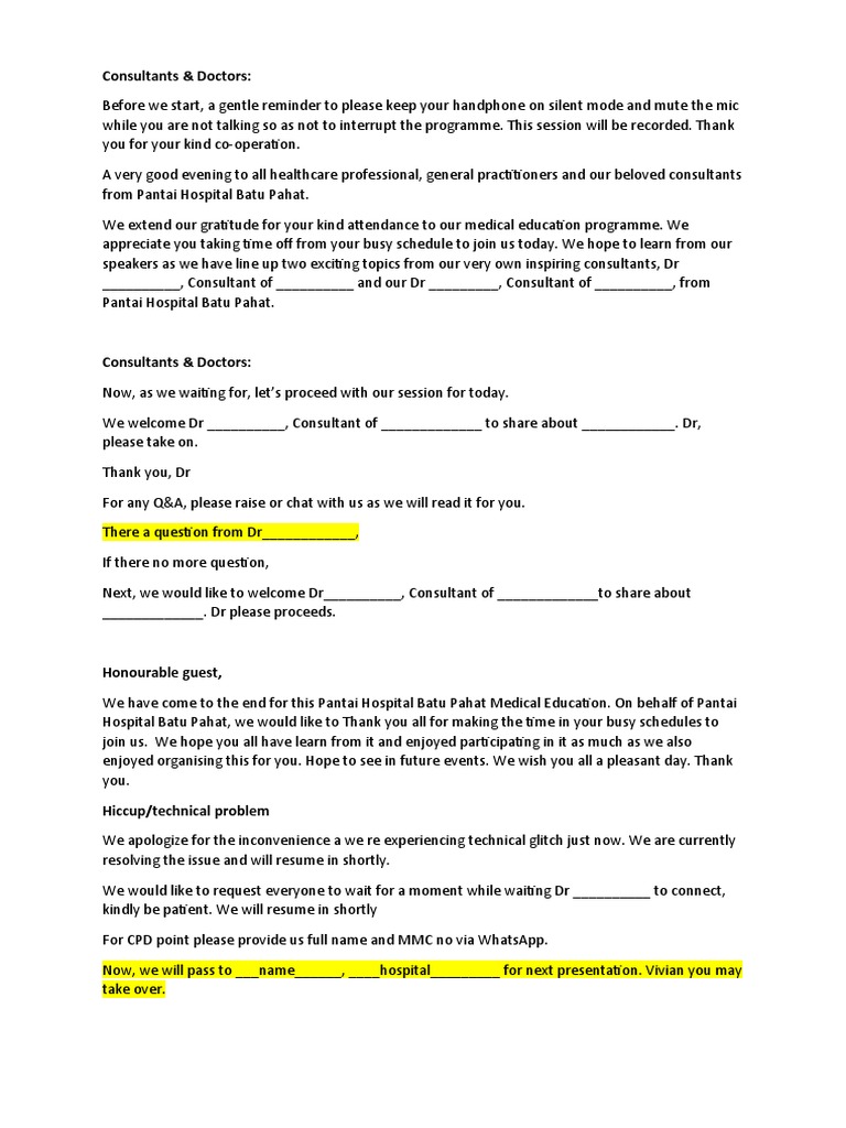 Emcee Script for Medical Program | PDF | Career & Growth