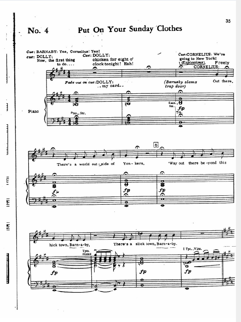 Hello Dolly: Sunday Clothes Sheet Music | PDF | English Language Plays ...