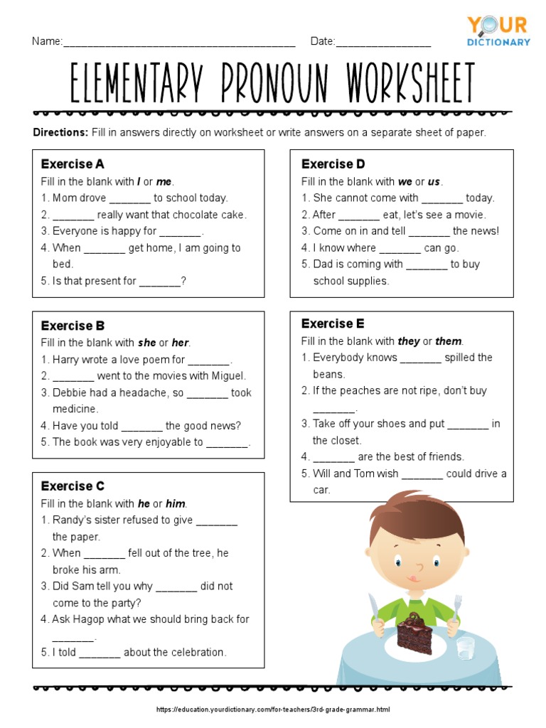 Elementary Pronoun Worksheet | PDF
