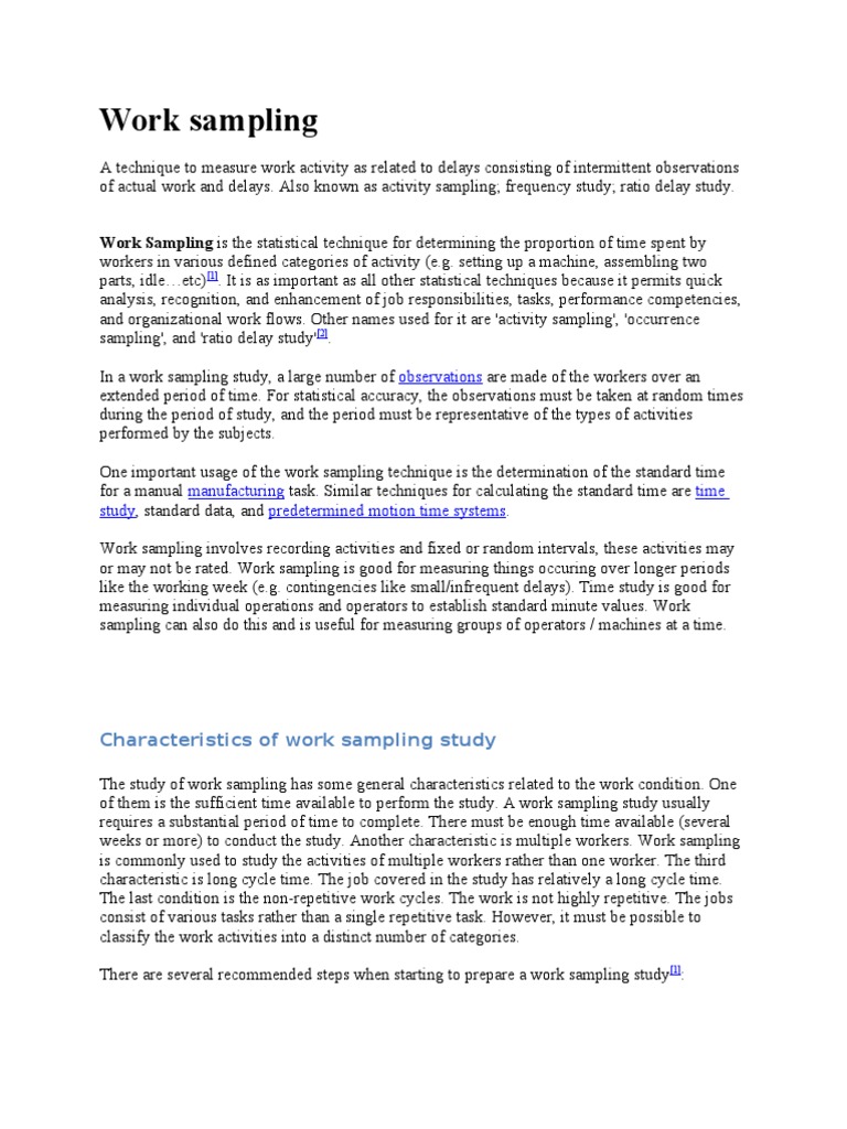 Work Sampling | PDF | Sampling (Statistics) | Time