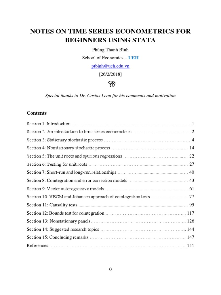Notes On Time Series Econometrics For Beginners Using Stata (PDFDrive ...