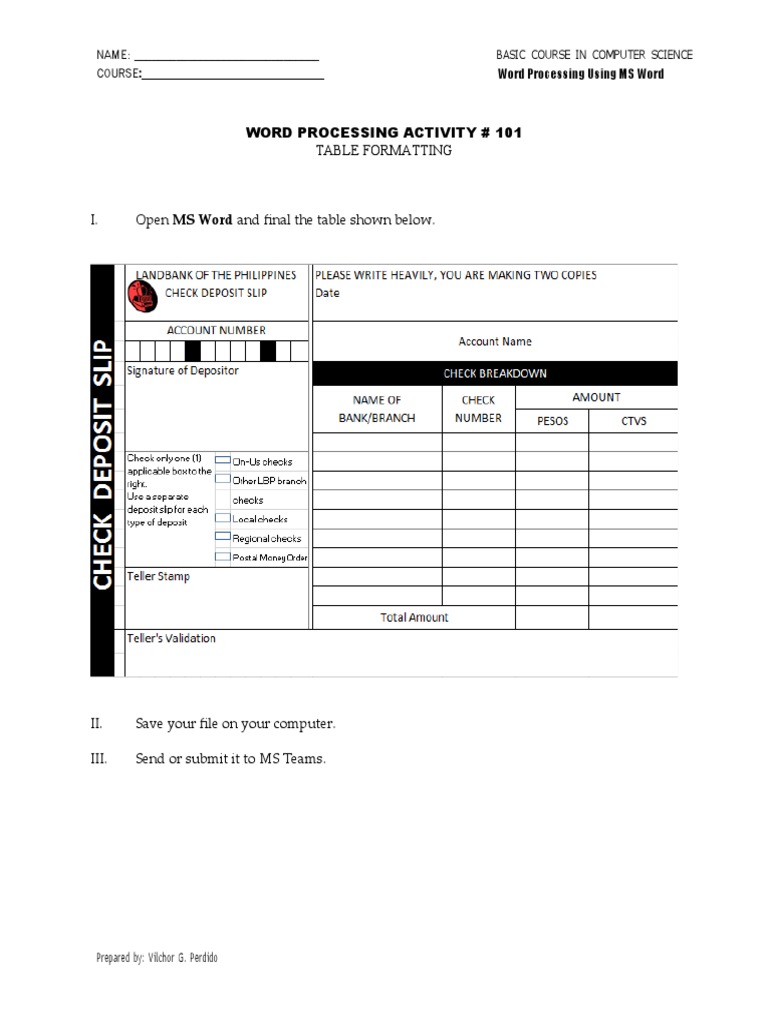 Word Processing Activity 101 | PDF