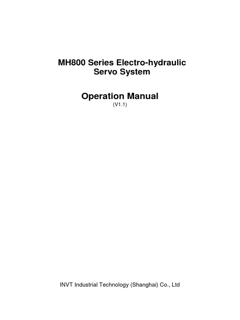 Manual MH800 Series Electro Hydraulic Servo | PDF | Electric Motor ...
