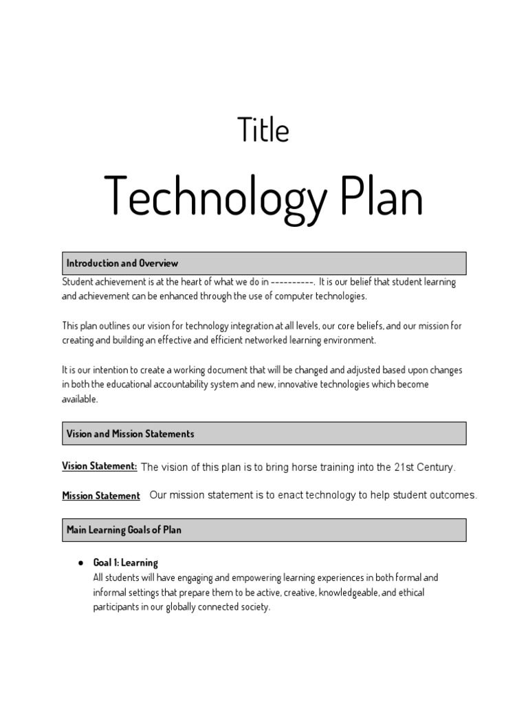 Technology Plan Template | PDF | Teachers | Cognition