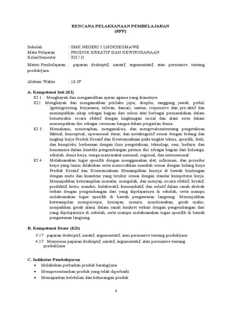 RPP Xii Semester 2 | PDF | Karier & Perkembangan | Seni