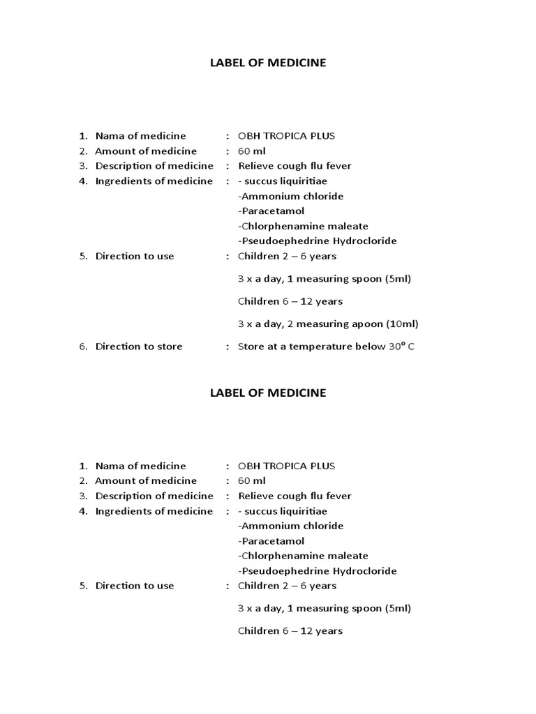 Label of Medicine | PDF