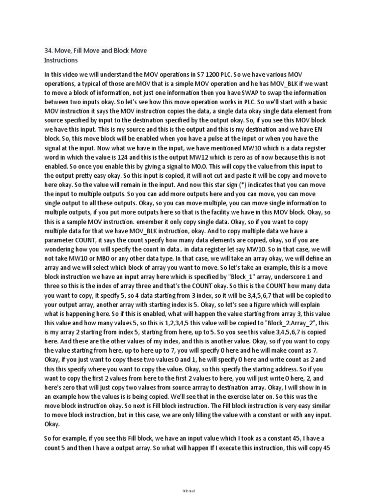 Move, Fill Move and Block Move Instructions: Internal | PDF | Array ...