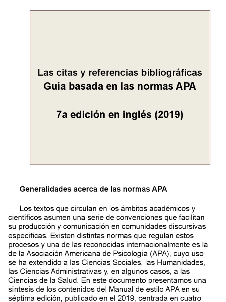 Normas APA Séptima Edición | PDF | Estilo apa | Citación