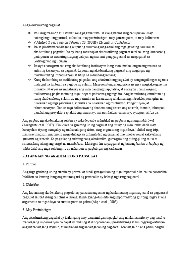 Akademikong Pagsulat | PDF