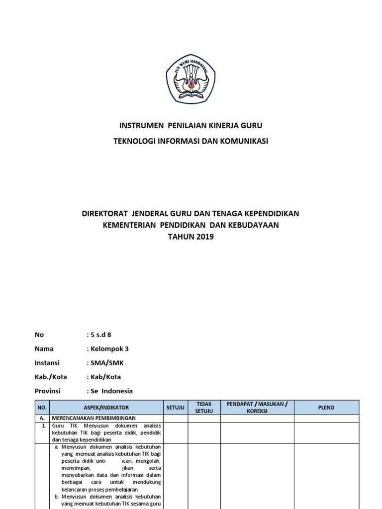 Format Uji Keterbacaan Instrumen PKG TIK Final Kelompok 3 | PDF