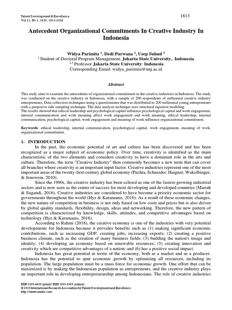 Antecedent Organizational Commitments In Creative Industry In Indonesia