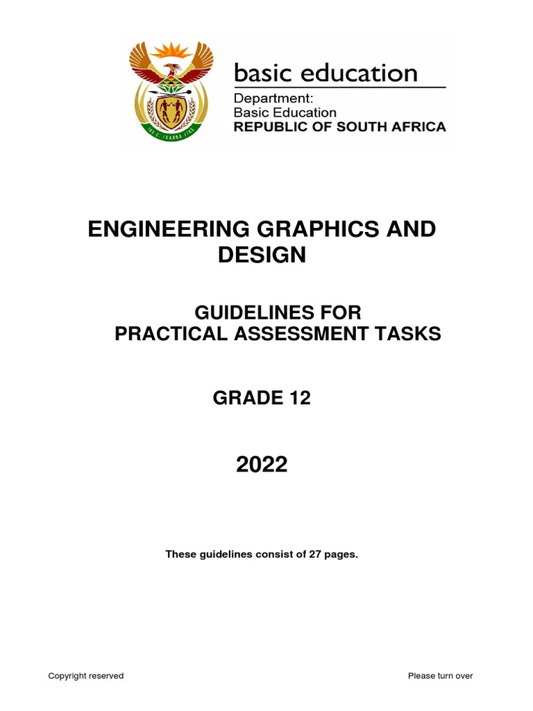 Engineering Graphics & Design PAT GR 12 2022 Eng | PDF | Drawing | Test ...