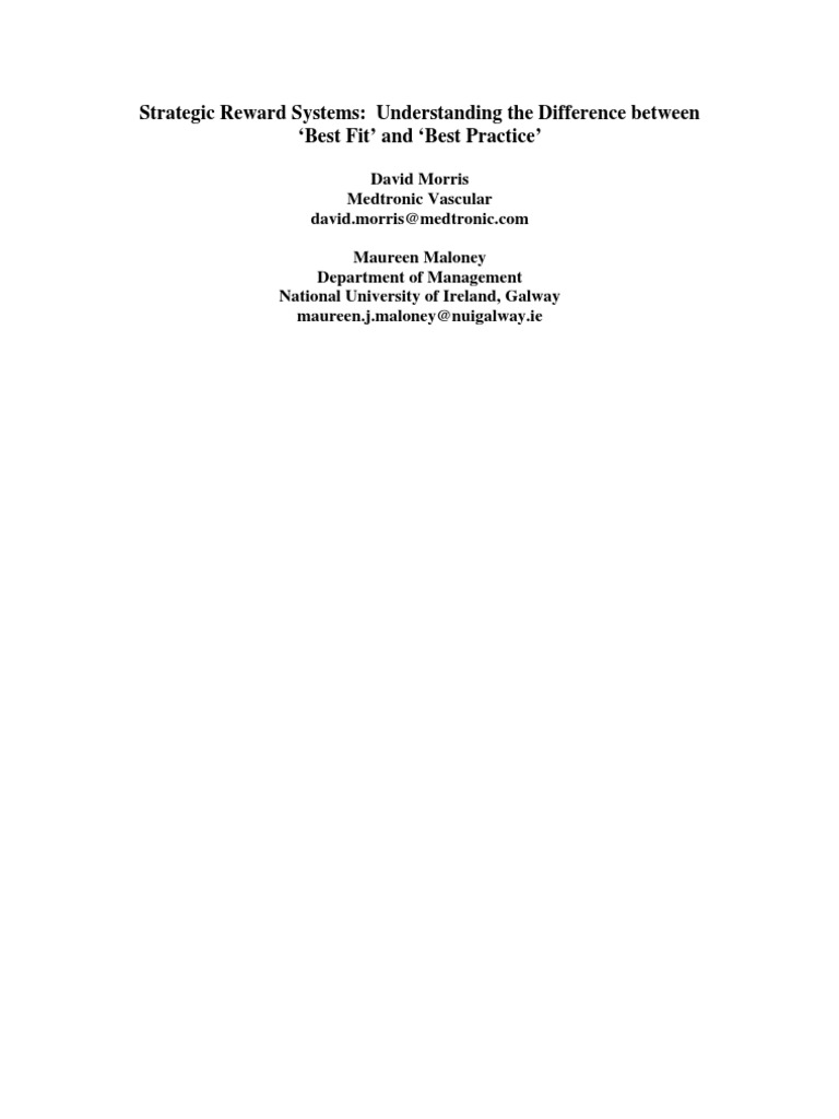 Best Fit vs. Best Practice in Reward Systems | PDF | Motivation ...