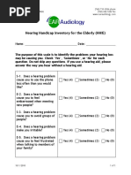 HHIE-S: Hearing Handicap Screening | PDF | Hearing Aid | Audiology