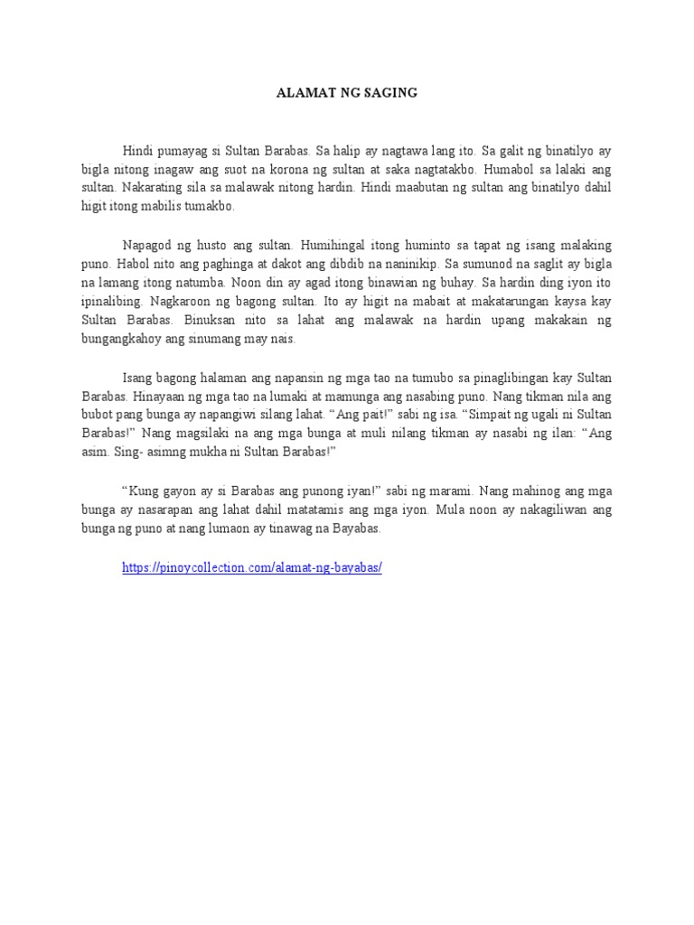 Alamat NG Saging | PDF