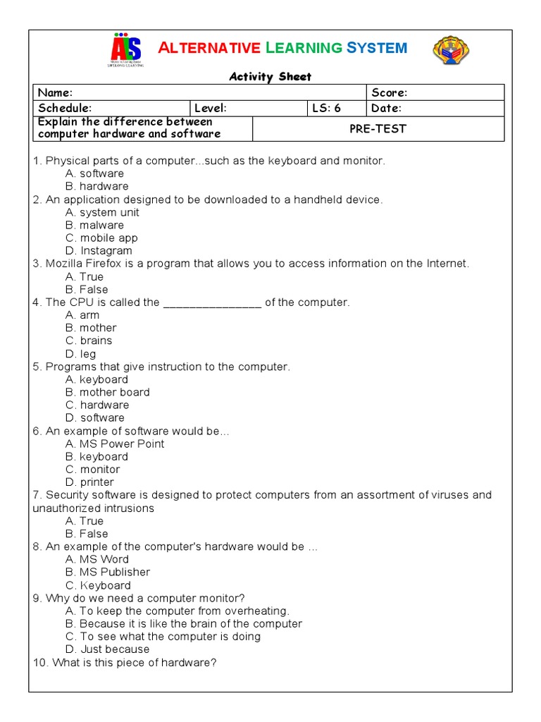 Explain The Difference Between Computer Hardware and Software | PDF | Computer Hardware ...